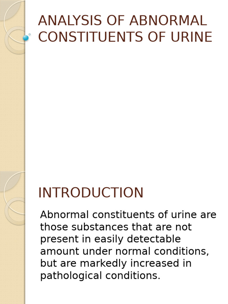 Abnormal Urine Analysis | PDF | Copper | Chemical Compounds