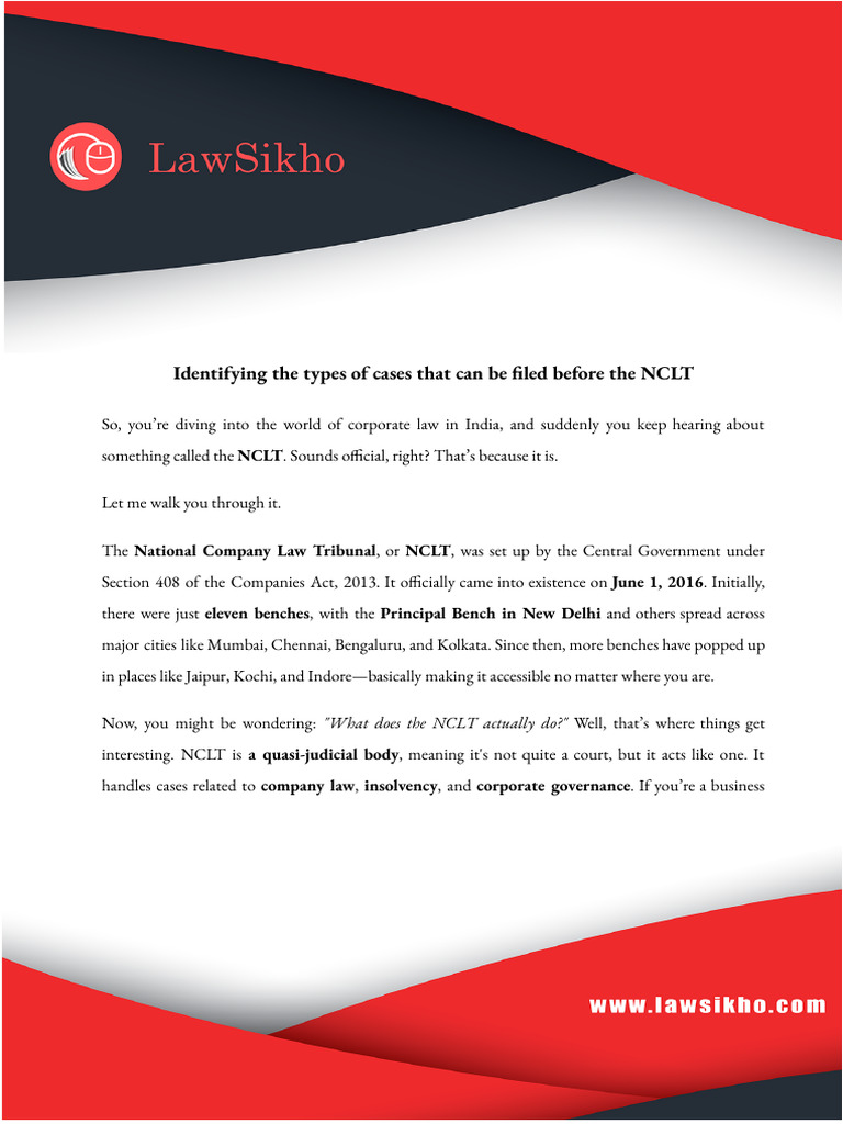 2 - Identifying The Types of Cases That Can Be Filed Before The NCLT ...