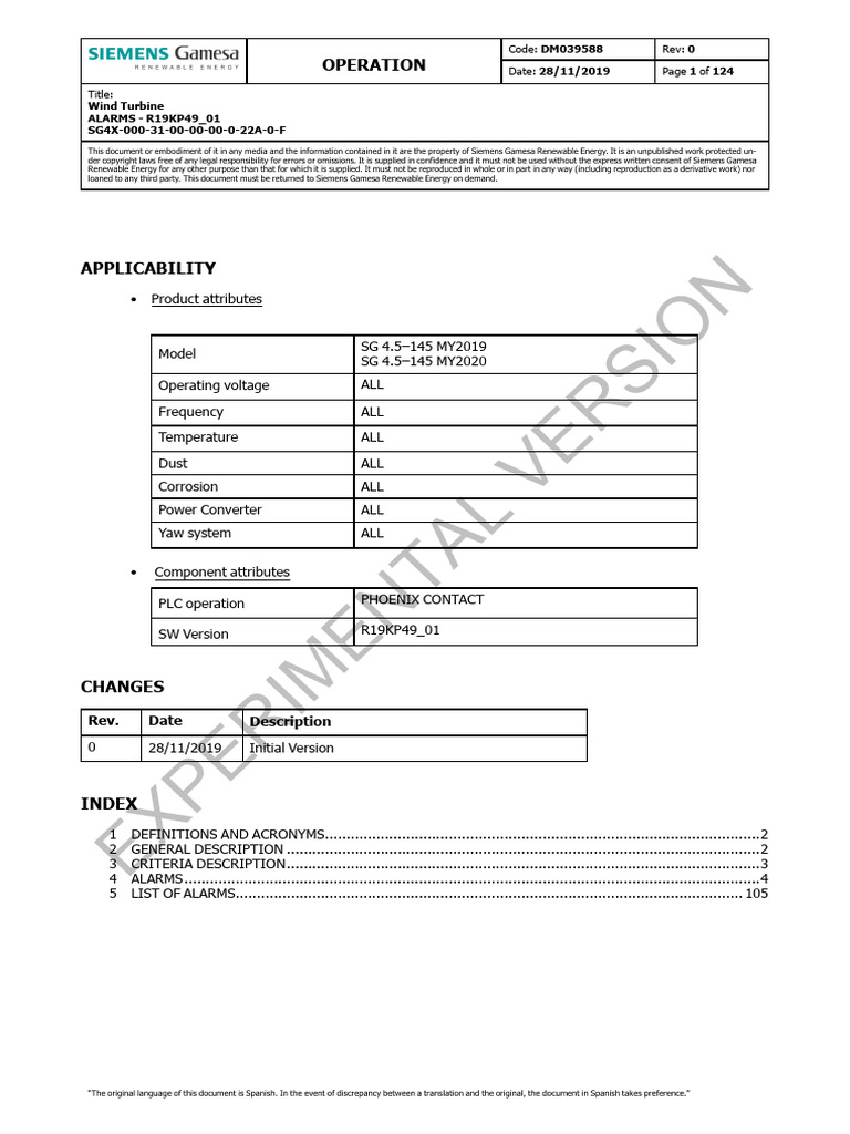 Schedule N2 - Alarm Code List - Experimental Version | PDF | Wind ...