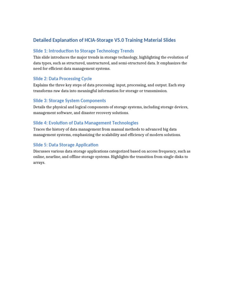 HCIA-Storage Slide Explanations | PDF