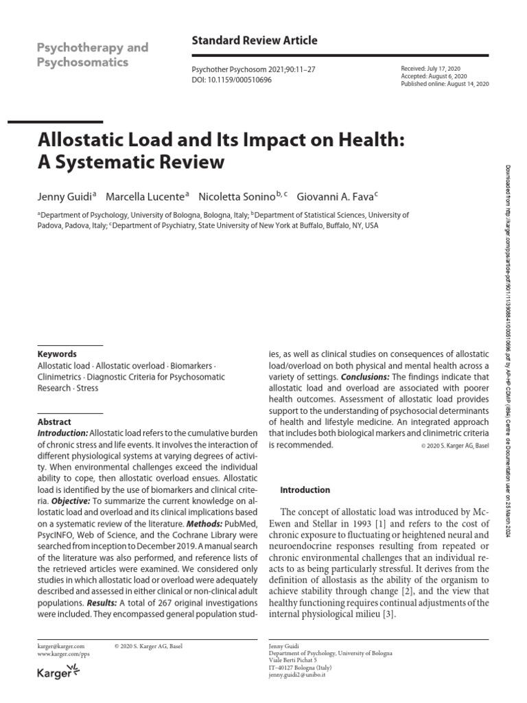Allostatic Load: Health Impacts Review | PDF | Mental Disorder | Stress ...