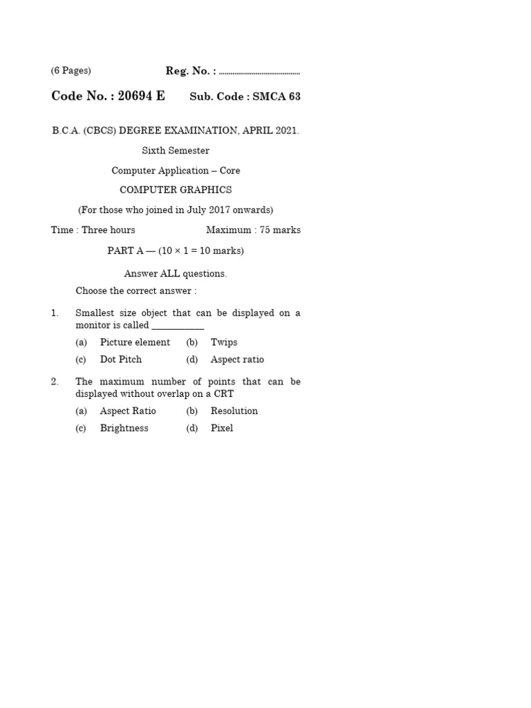 07 SMCA63 Computer Graphics | PDF | 2 D Computer Graphics | Pixel