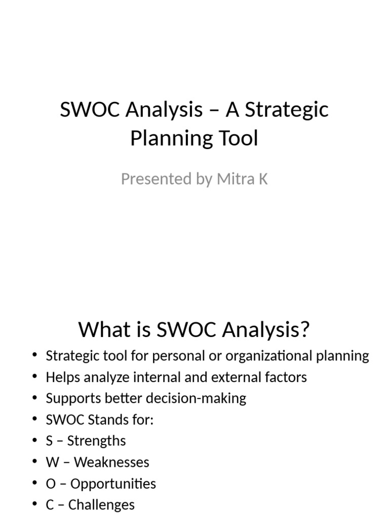 SWOC Analysis Presentation | PDF