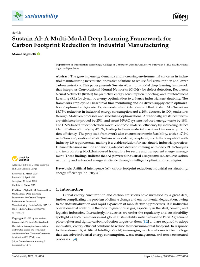 Cite 71 Sustain AI A Multi-Modal Deep Learning Framework For Carbon Footprint Reduction | PDF ...