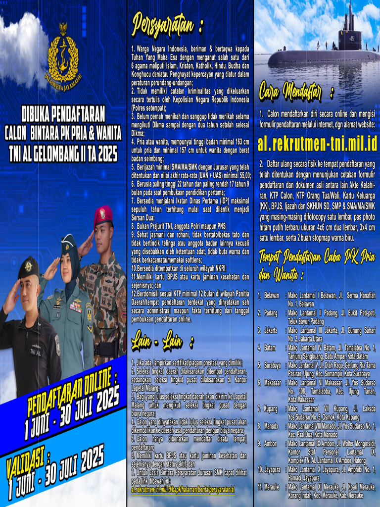 Brosur Caba PK Tni Al Gel II Ta 2025 | PDF