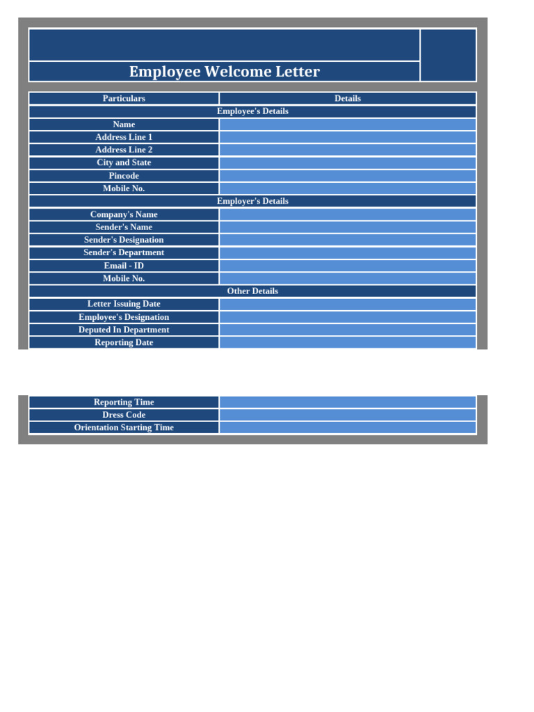 Employee Welcome Letter Excel Template 1 | PDF