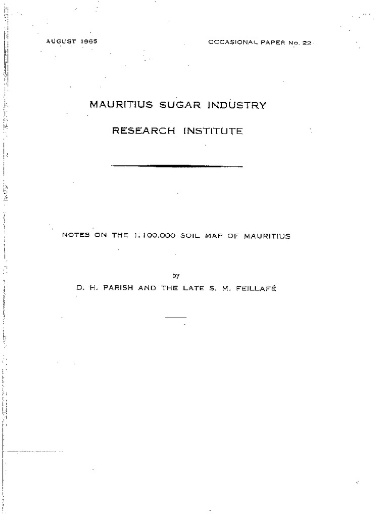 Notes On The Soil Map of Mauritius Occasional Pap-Wageningen University ...