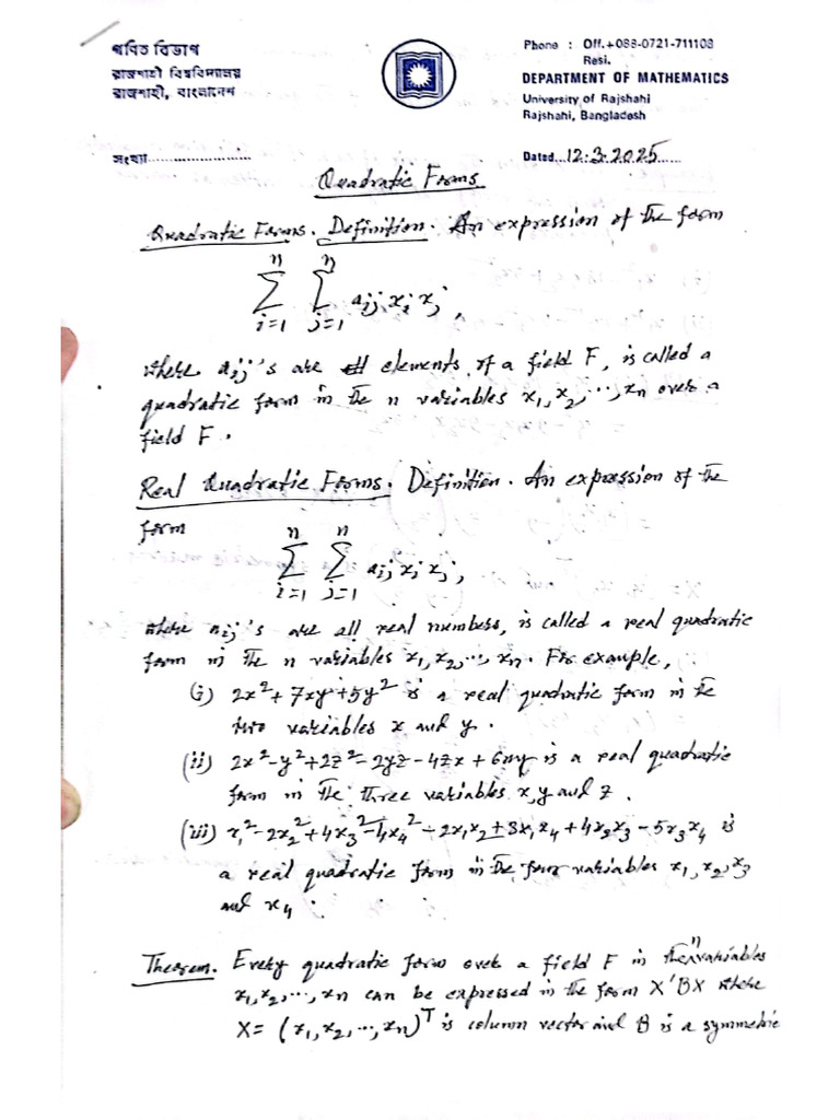 Quadratic Forms | PDF