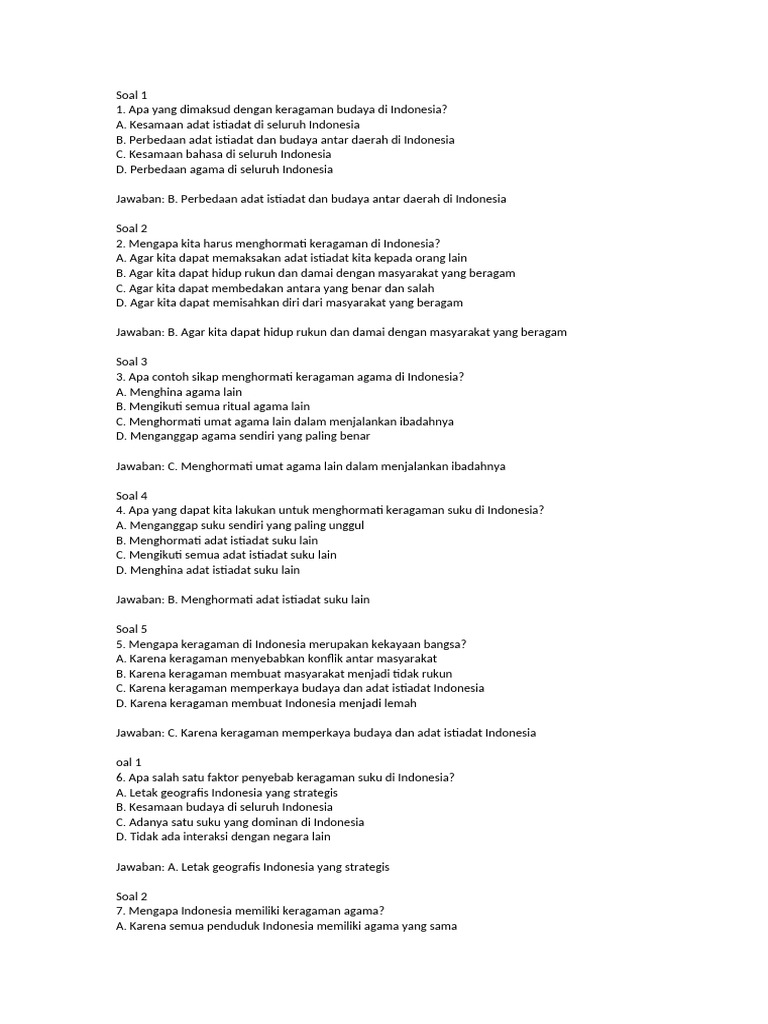 Contoh Soal PPKN Kelas 5 C | PDF