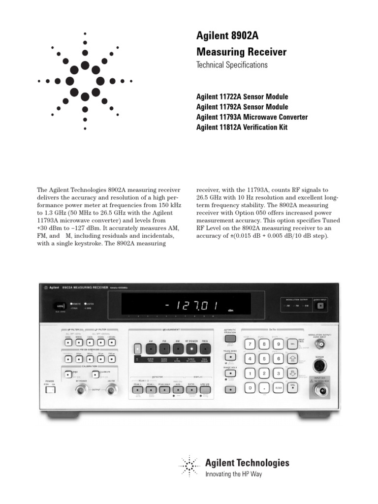 Agilent 8902A Specifications AA31D | PDF | Detector (Radio) | Hertz