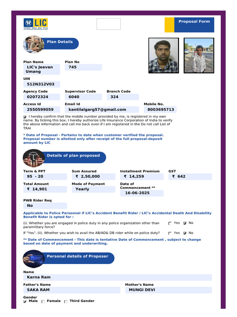 LIC's Jeevan Umang 745: Proposal Form | PDF | Insurance | Life Insurance