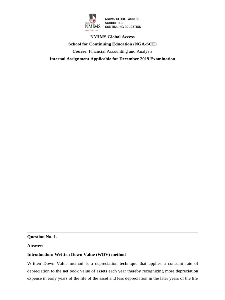 Financial Accounting and Analysis - Assignment Dec 2019 | PDF ...