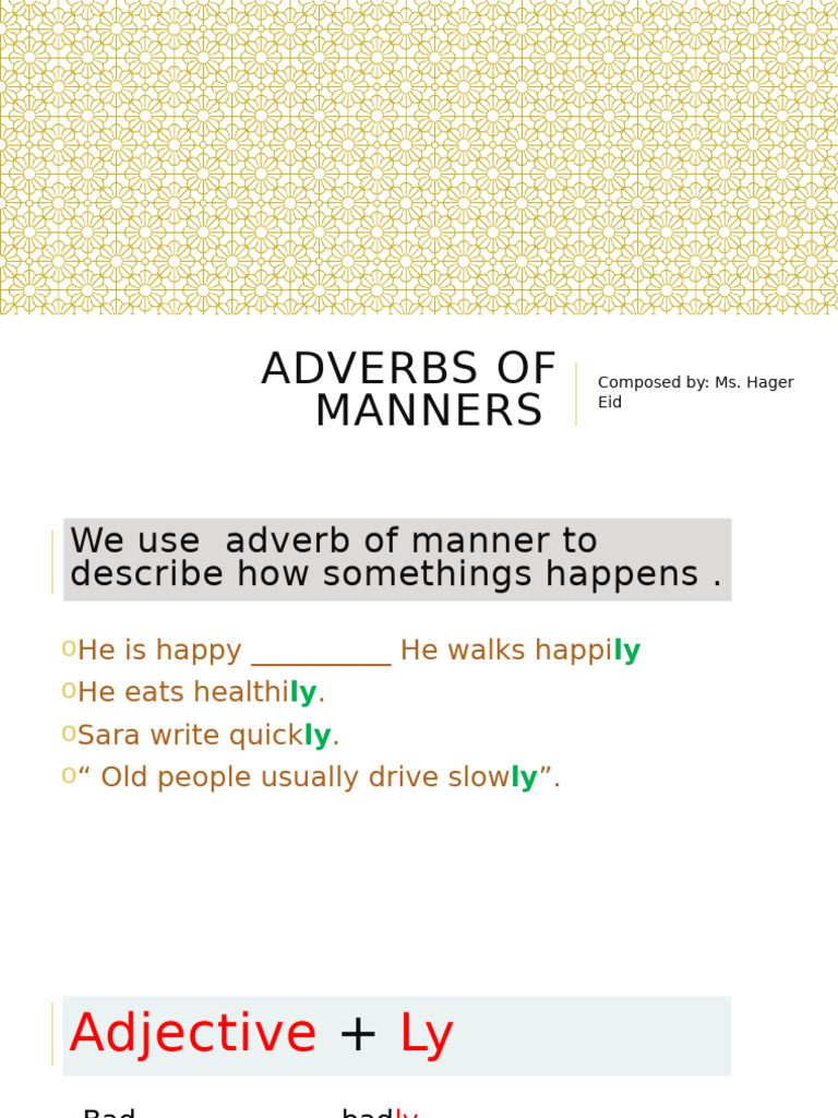 Understanding Adverbs of Manner | PDF