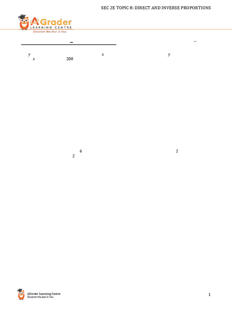 Direct & Inverse Proportions Exercises | PDF