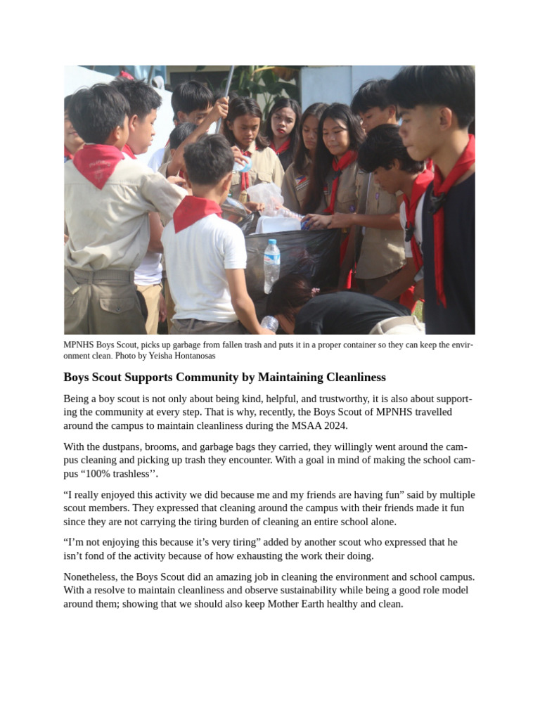 Boys Scouts Clean Up Campus for Sustainability | PDF