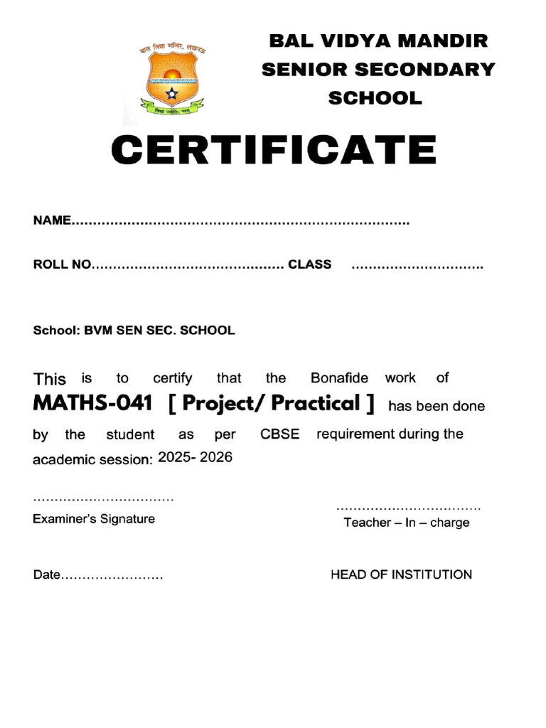 Maths Certificate. | PDF