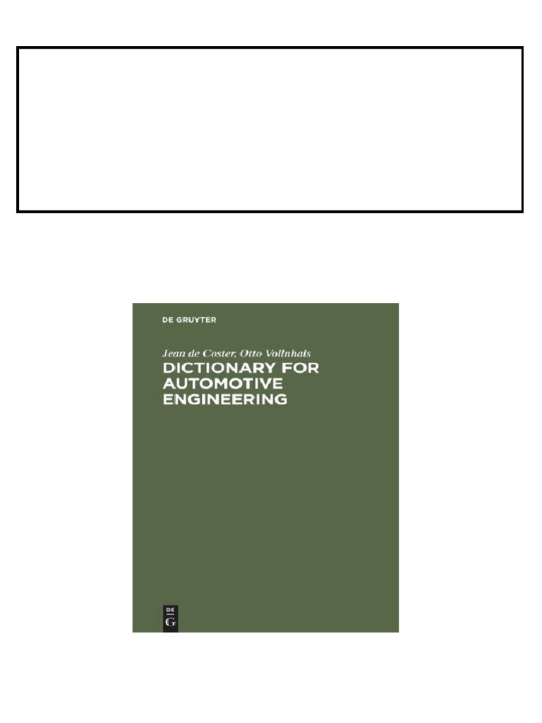 Dictionary for Automotive Engineering English French German with ...