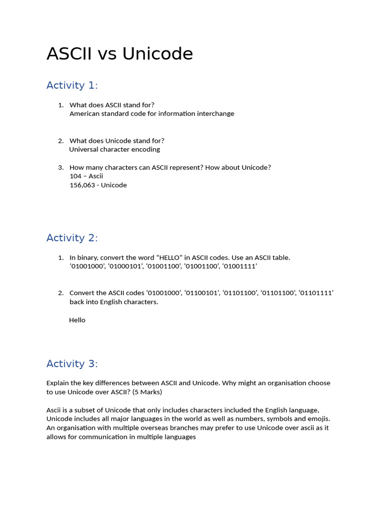 Ascii Vs Unicode Tekky | PDF