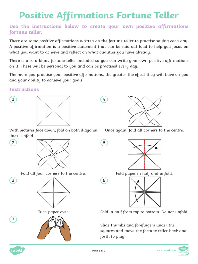 T P 652 Positive Affirmations Fortune Teller Ver 2 | PDF