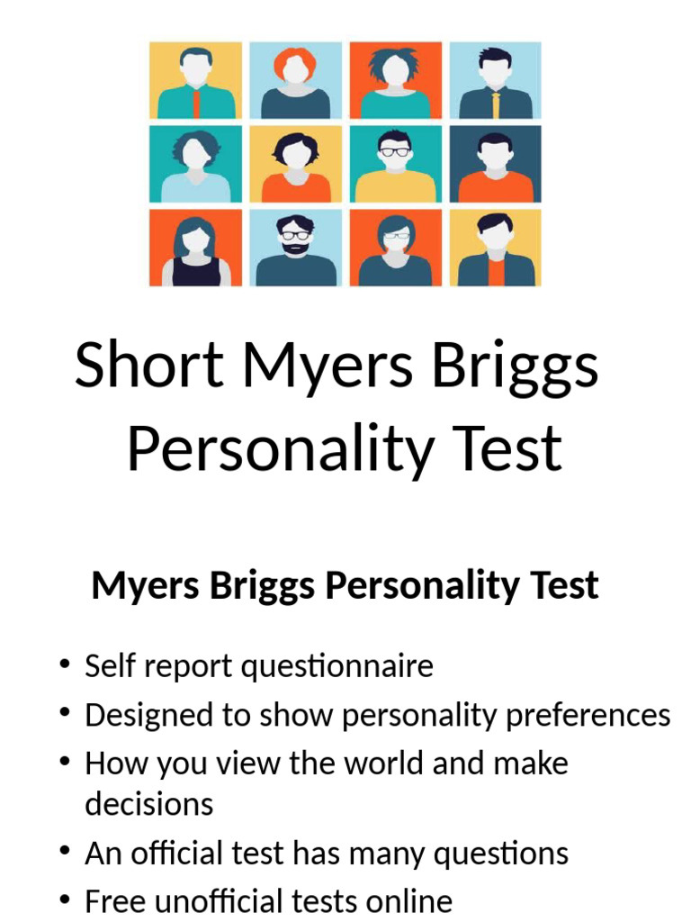 Short Myers Briggs Personality Test Fun Activities Games 97966 | PDF