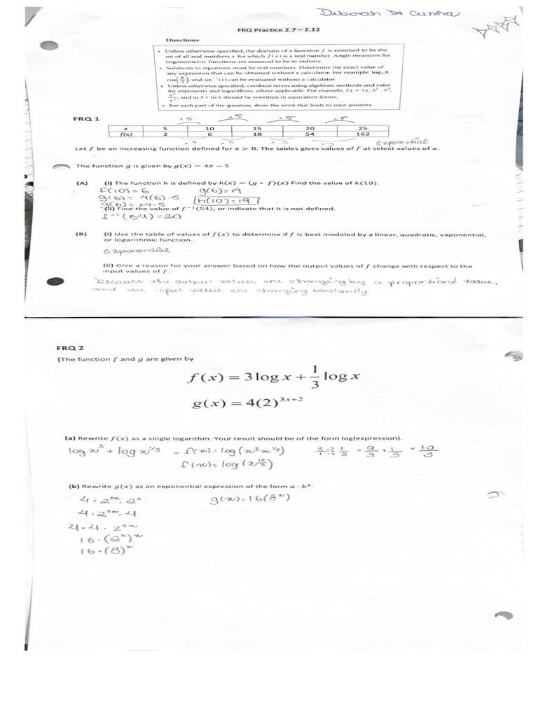 FRQ Practice 2.7 - 2.12 | PDF