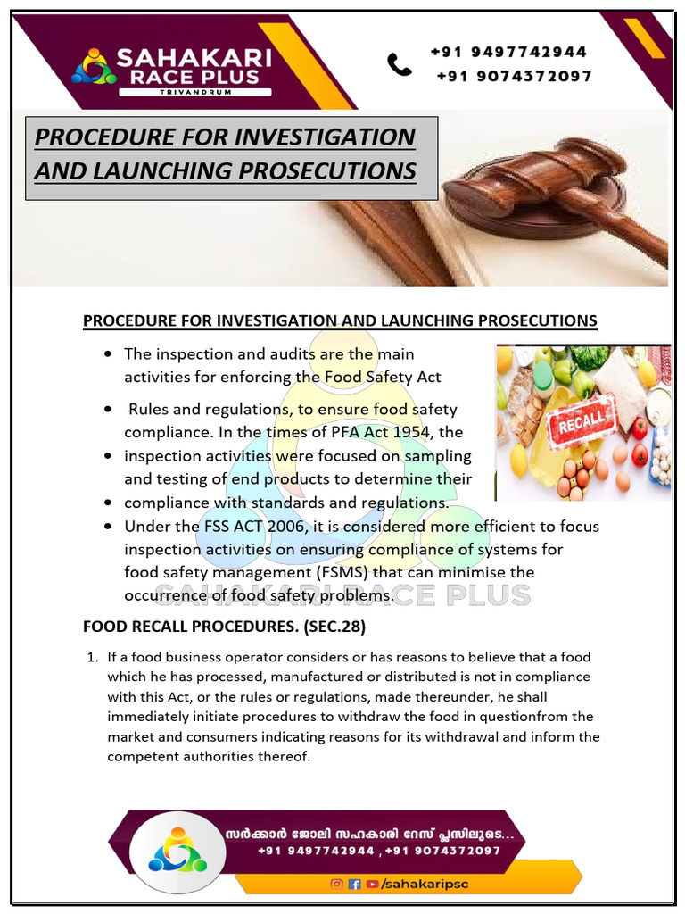 Investigation and Prosecution Procedures | PDF | Food Safety ...