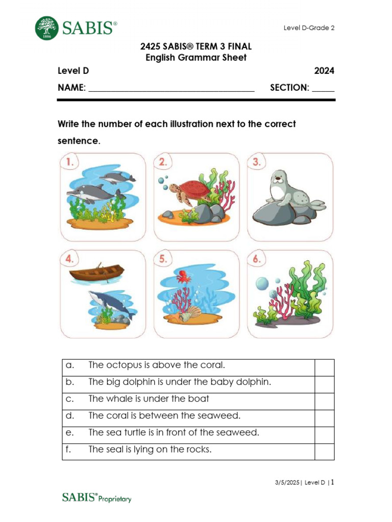 2425 Term 3 Grade 2 English Grammar | PDF