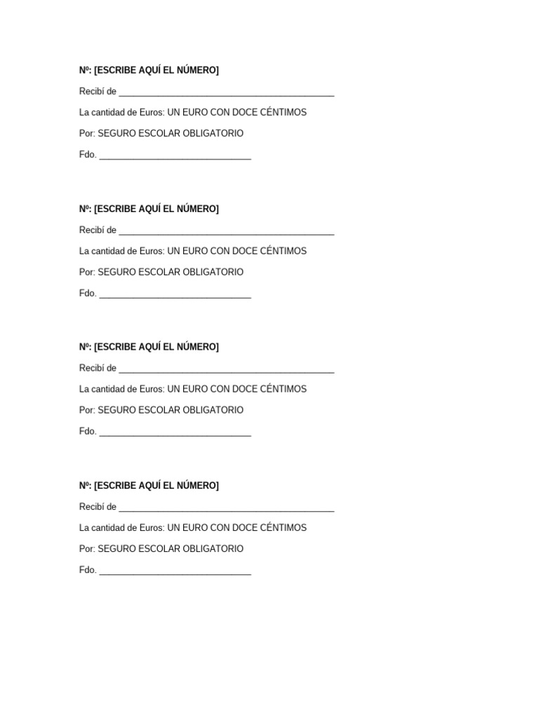 Recibo Seguro Escolar Obligatorio | PDF