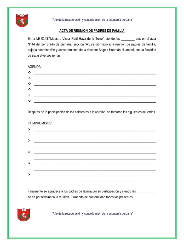 Actas para Reunion de Padres de Familia | PDF | Gobierno