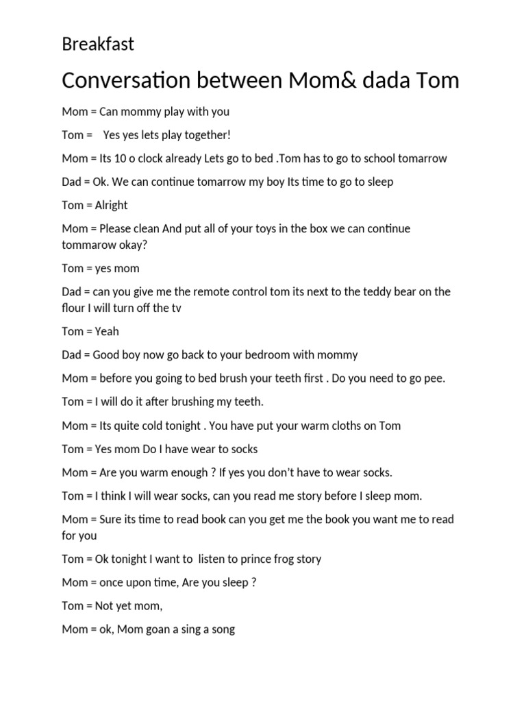 Conversation Between Mom | PDF