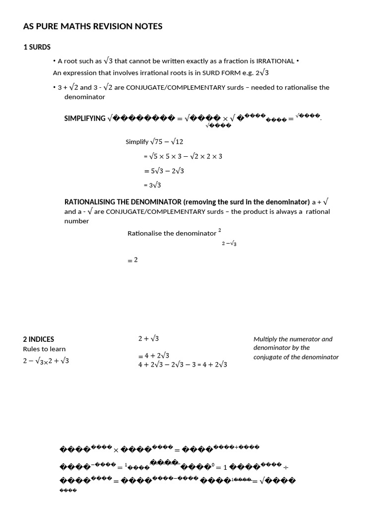 A Level Pure Maths Revision Notes | PDF | Euclidean Vector | Logarithm
