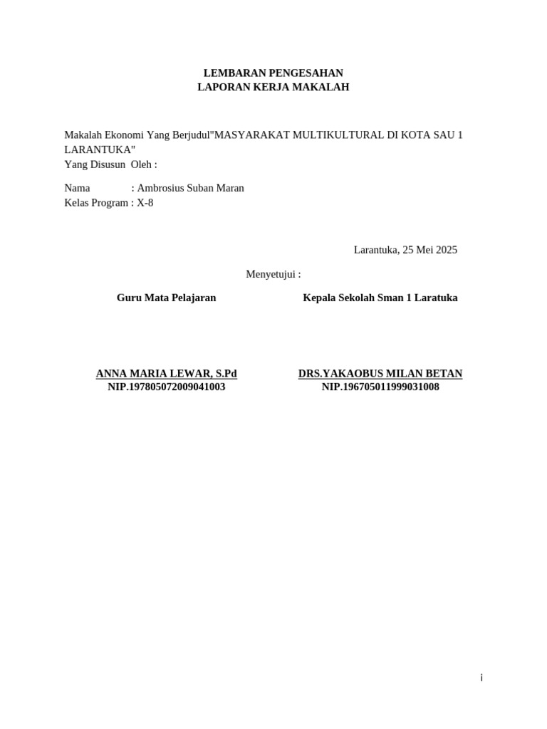 Lembaran Pengesahan | PDF