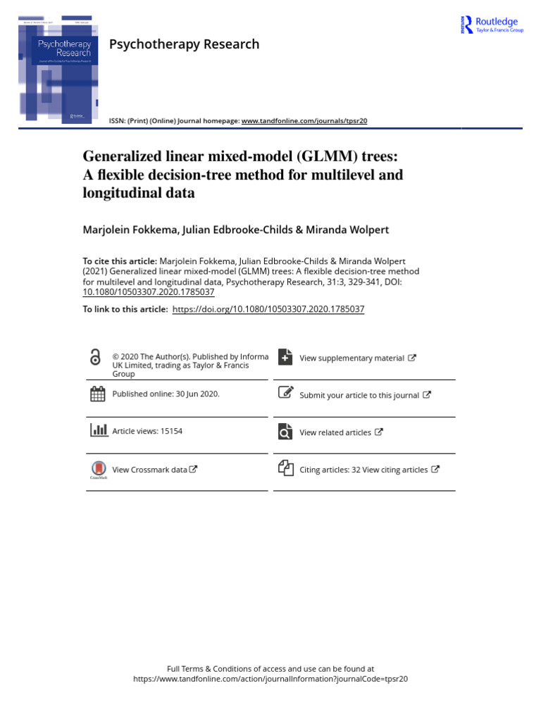 Generalized Linear Mixed-Model (GLMM) Trees - A Flexible Decision-Treemethod For Multilevel and ...