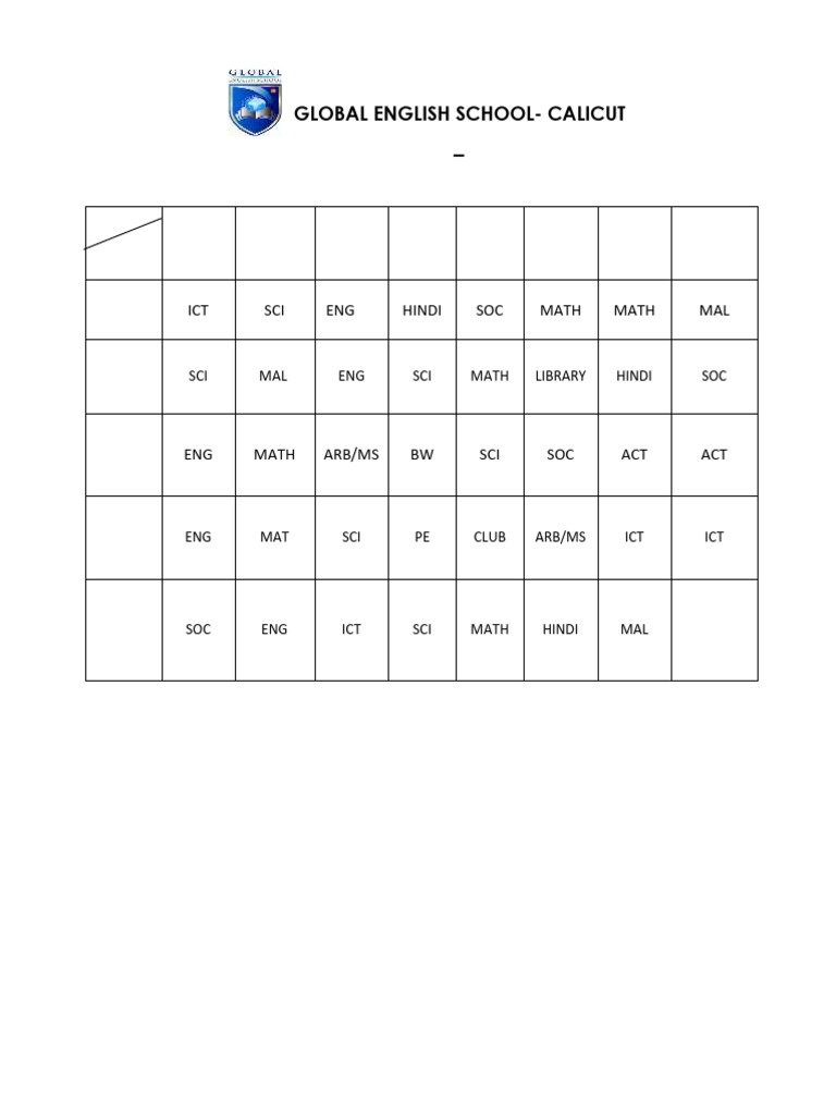 Timetable Y8 | PDF
