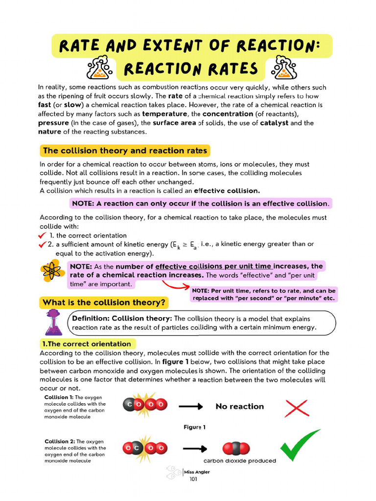 Rates of Reactions Summarized Notes and Activities | PDF