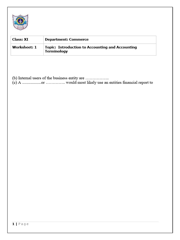 Accounting Basics and Terminology Worksheet | PDF | Expense | Banks