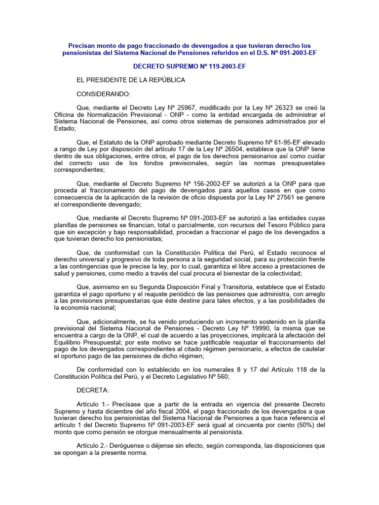 DS119 2003ef | PDF | Pensión | Constitución