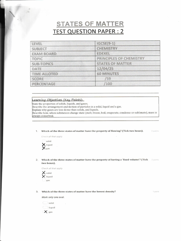 Chemistry Test No-2 | PDF
