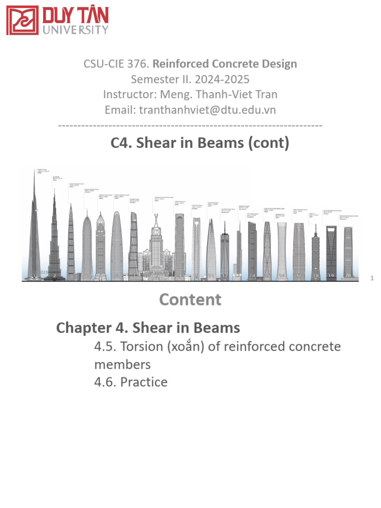 CSU-CIE 376 - 2025S - Reinforced Concrete Design - Lec11 | PDF | Beam ...