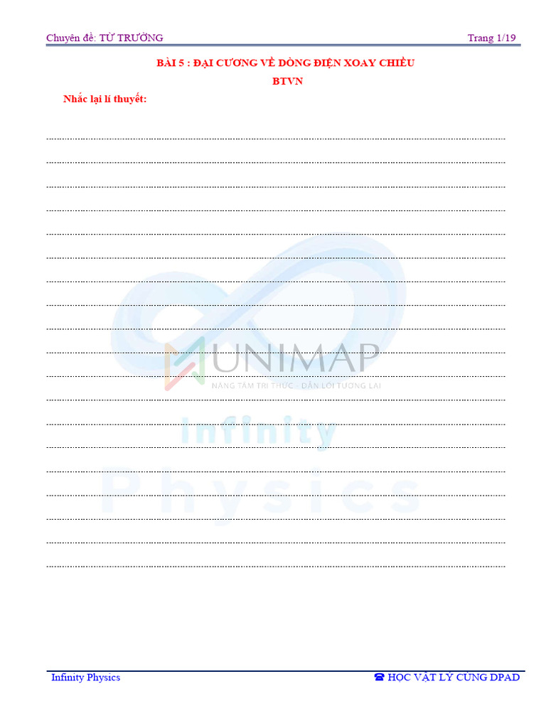 Bài 5: Đại Cương Về Dòng Điện Xoay Chiều:: T T NG Trang 1/19 | PDF