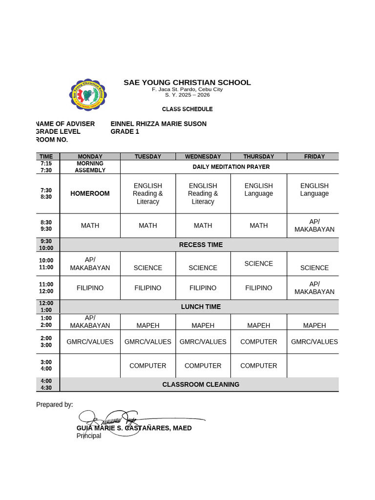 Class Sched | PDF