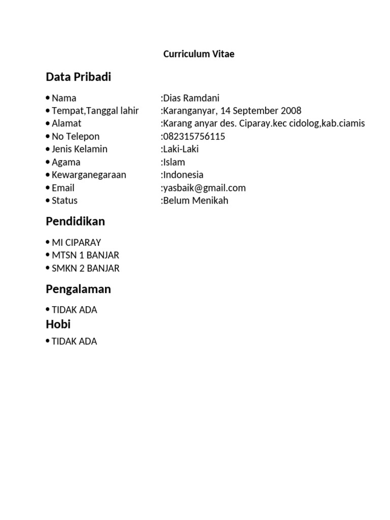 Curriculum Vitae Dias | PDF