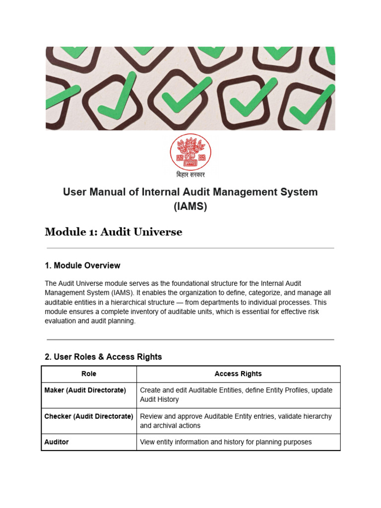 User Manual of Internal Audit Management System (IAMS) | PDF | Audit ...