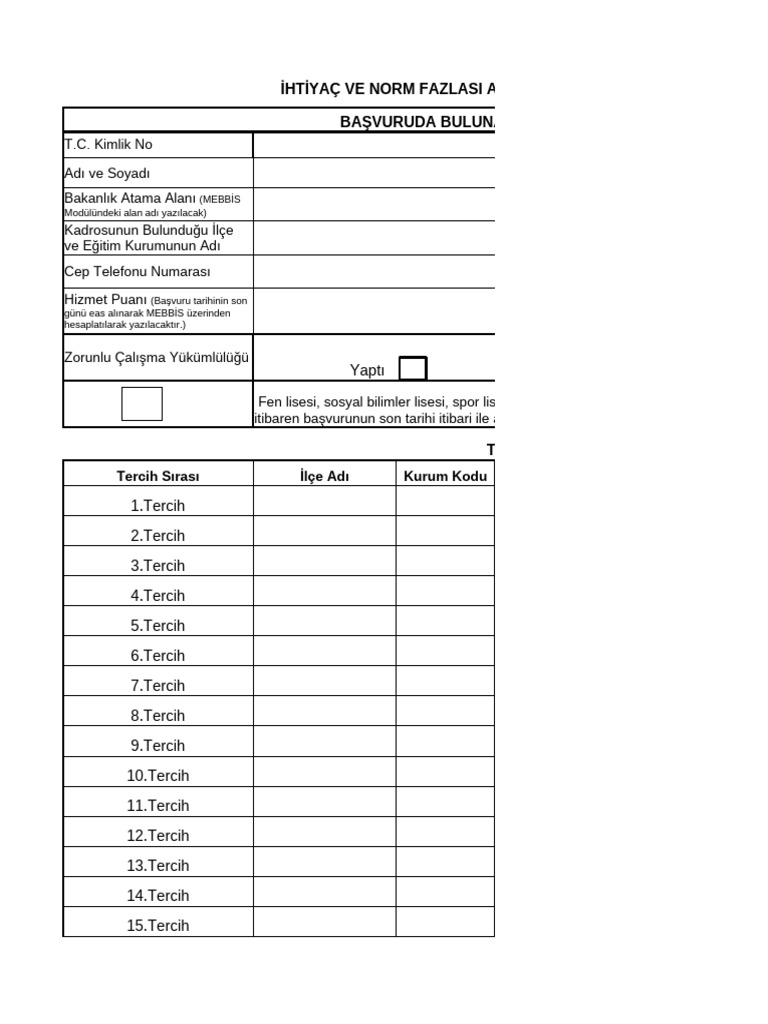 Tercih Formu | PDF