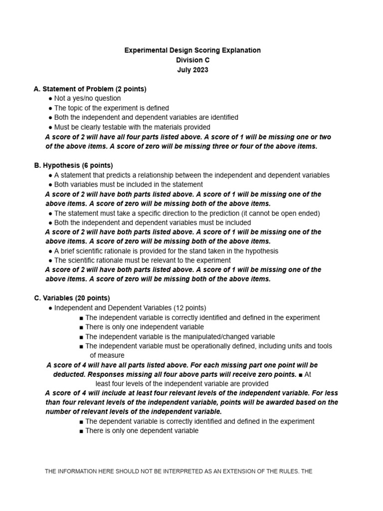 Experimental Design Scoring Explanation C | PDF | Errors And Residuals ...
