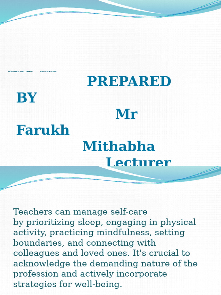 Teachers' Well-Being and Self-Care Chanllenges and Implementation | PDF ...