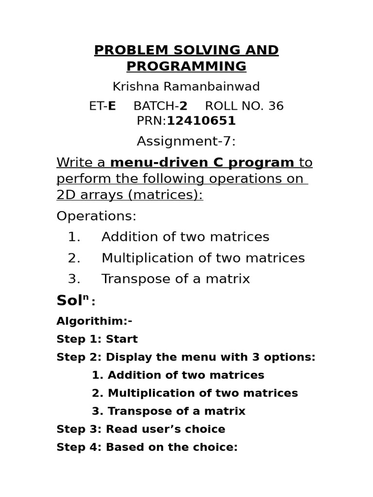 Problem Solving and Programming | PDF