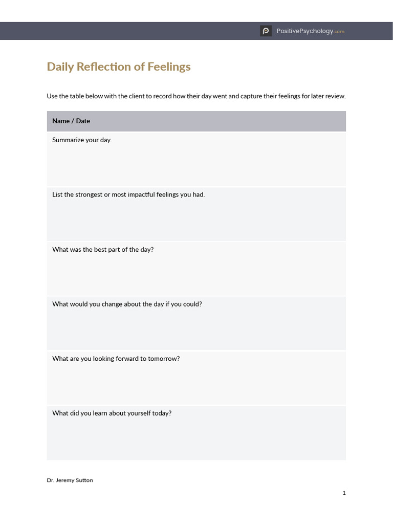 Daily Reflection of Feelings | PDF