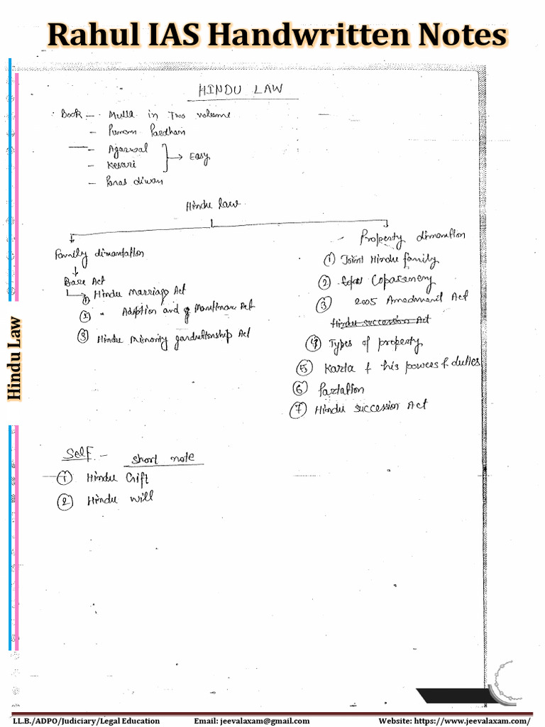 Hindu Law Rahul IAS English Handwritten Notes 250505 175854 5 | PDF ...