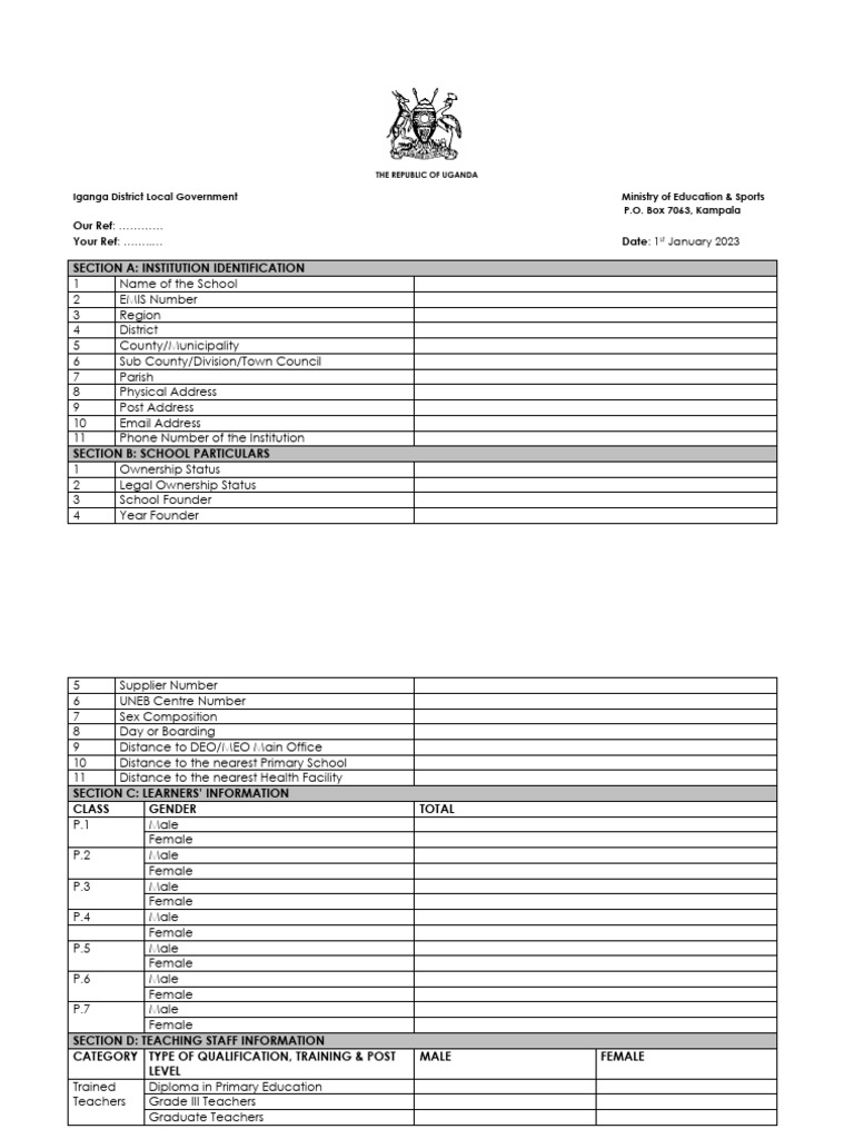 EMIS School Profile Form 2023 | PDF | Sports | Academic Degree